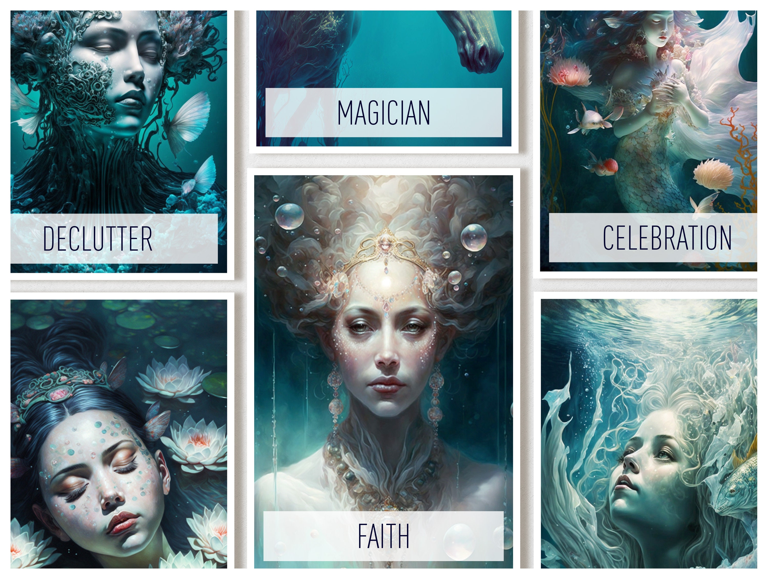 Ocean Spirits Oracle Cards: 96-card Printable Indie Deck (digital ...