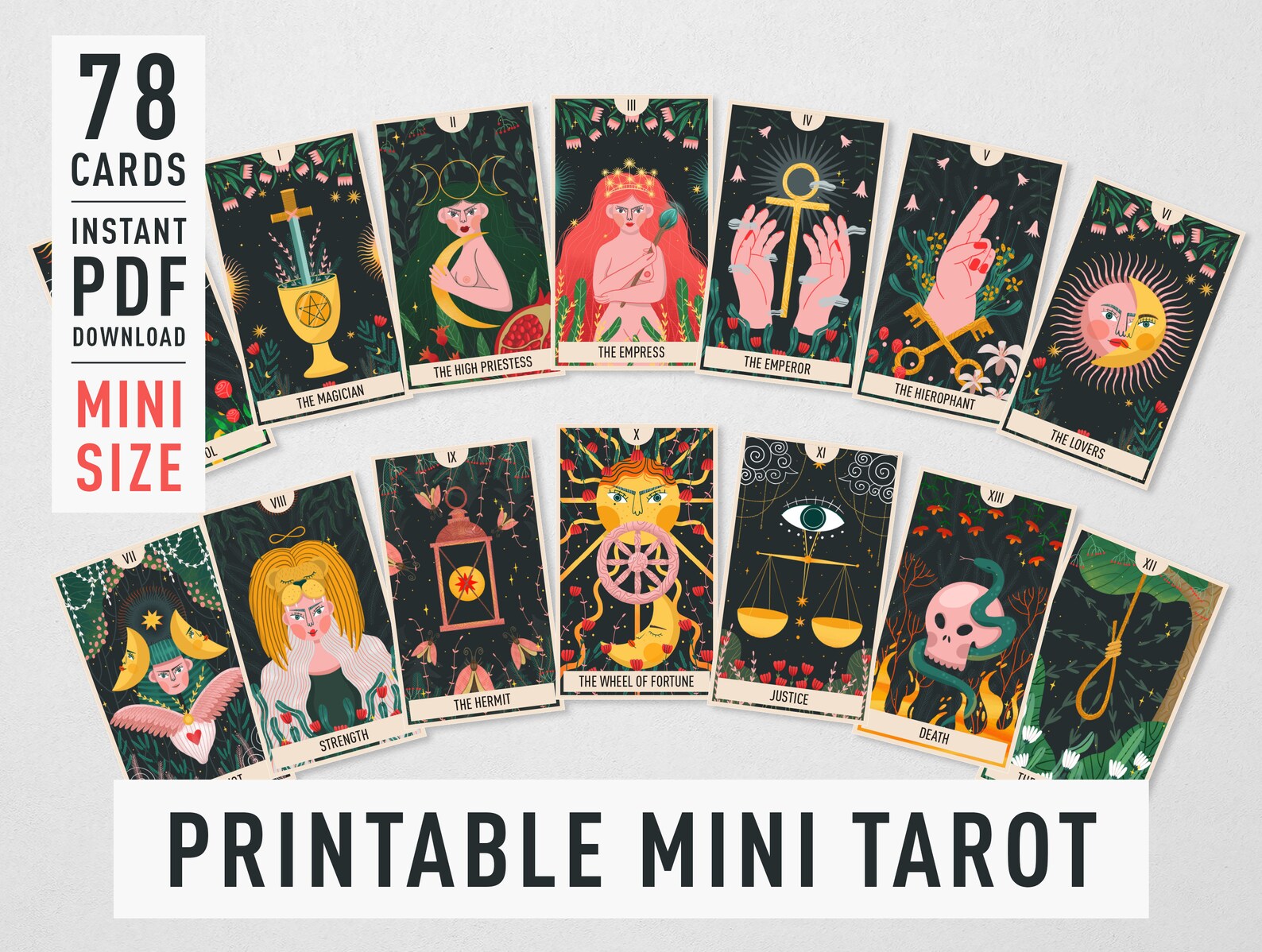Mini Printable Tarot Deck High-res 78-cards Pocket Size - Etsy