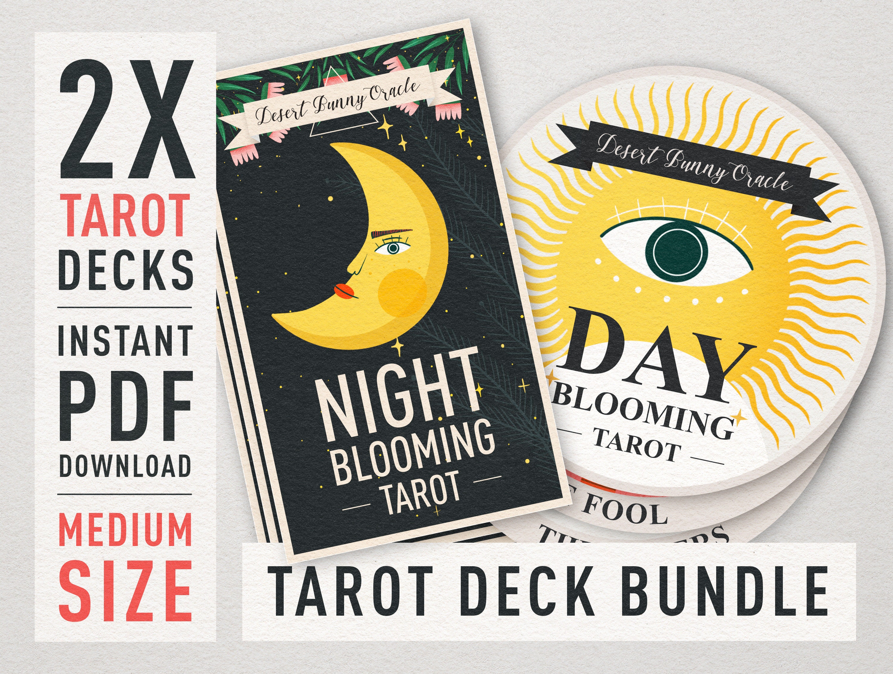 Tarot Deck Bundle, Printable Tarot Card Bundles, Digital Download, Night Blooming and Day ...