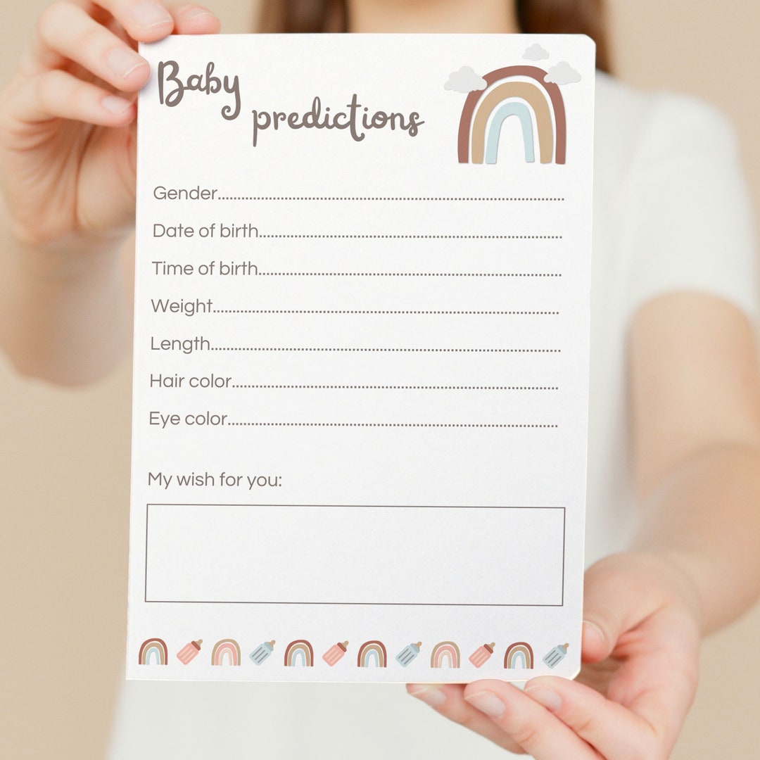 Baby Predictions | Baby Shower Game | Gender Neutral | Rainbow Baby ...