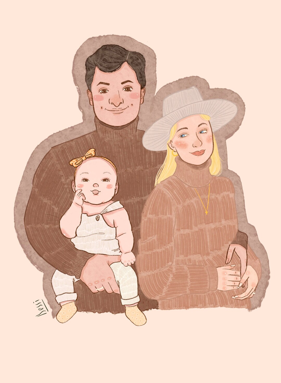Hand-made Family Portrait | Birthday and Anniversary Gifts | Digital ...