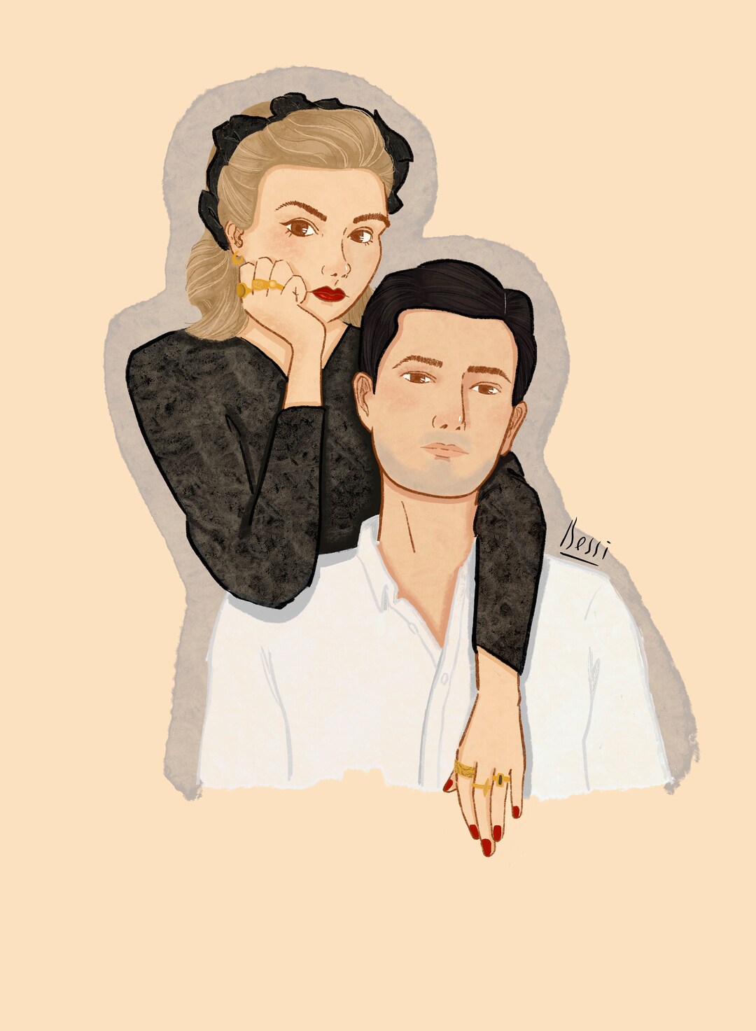 Custom Hand-drawn Couple Portrait Gifts | Wedding and Anniversary Gifts ...