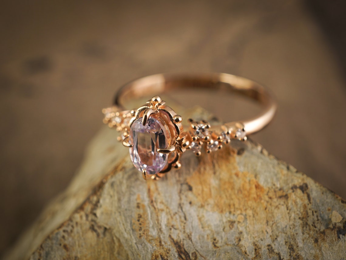 Vintage Alexandrite Engagement Ring Unique 14k Solid Gold - Etsy