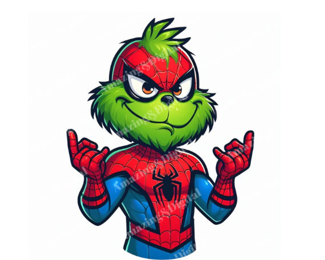 Superhero Christmas Grinch PNG Boys Christmas Clipart Spider - Etsy ...