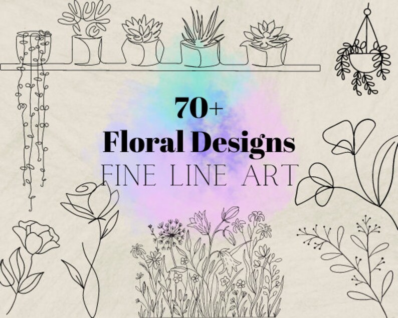 Fine Line Floral SVG PNG Bundle Flower SVG Wild Flowers - Etsy