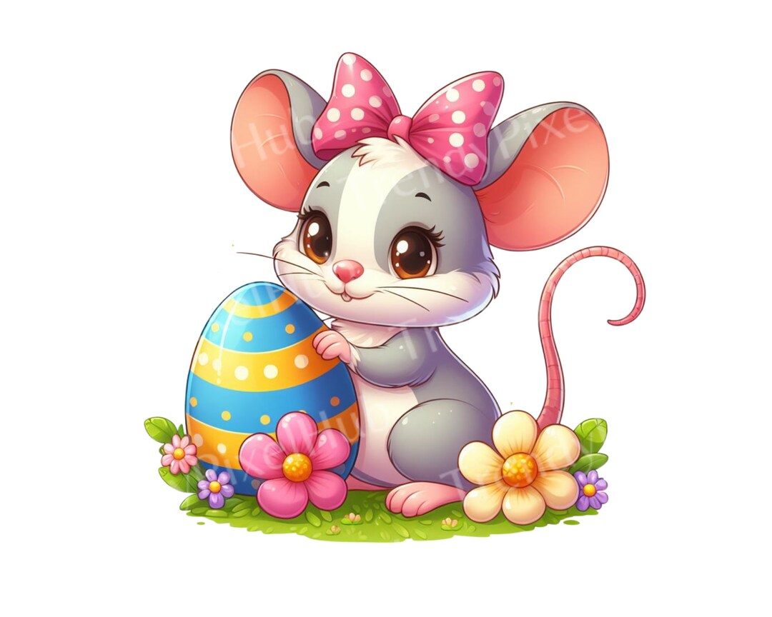 Cute Easter Mouse, Easter Basket Clip Art, Bunny Rabbit, Glitter PNG ...