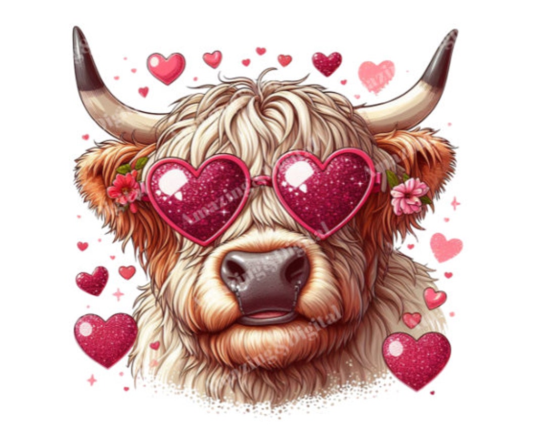 Valentine Heifer Love Png, Highland Cow Valentine Png, Valentine Day ...