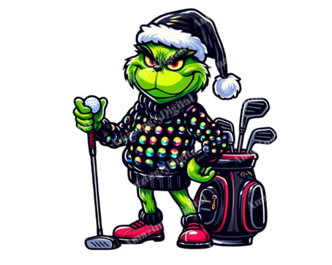 Dad, Grandad Christmas Grinch Golf PNG, Golfer Christmas Clipart Image ...