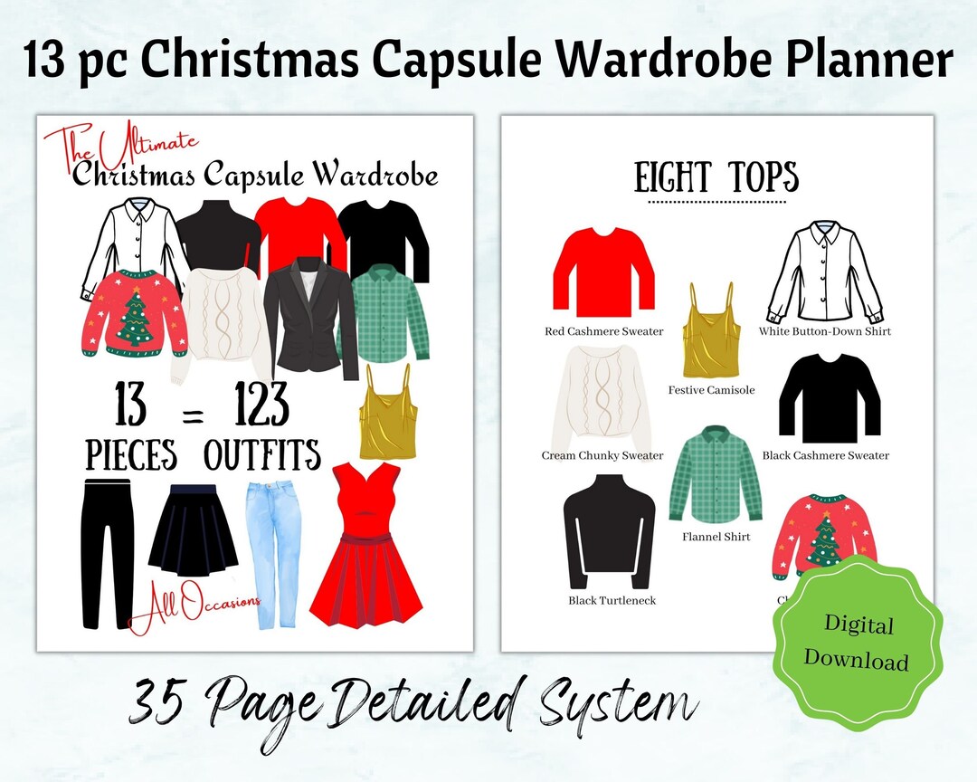 Capsule Wardrobe Planner, Christmas Capsule, 13 Pc, 123 Outfits ...