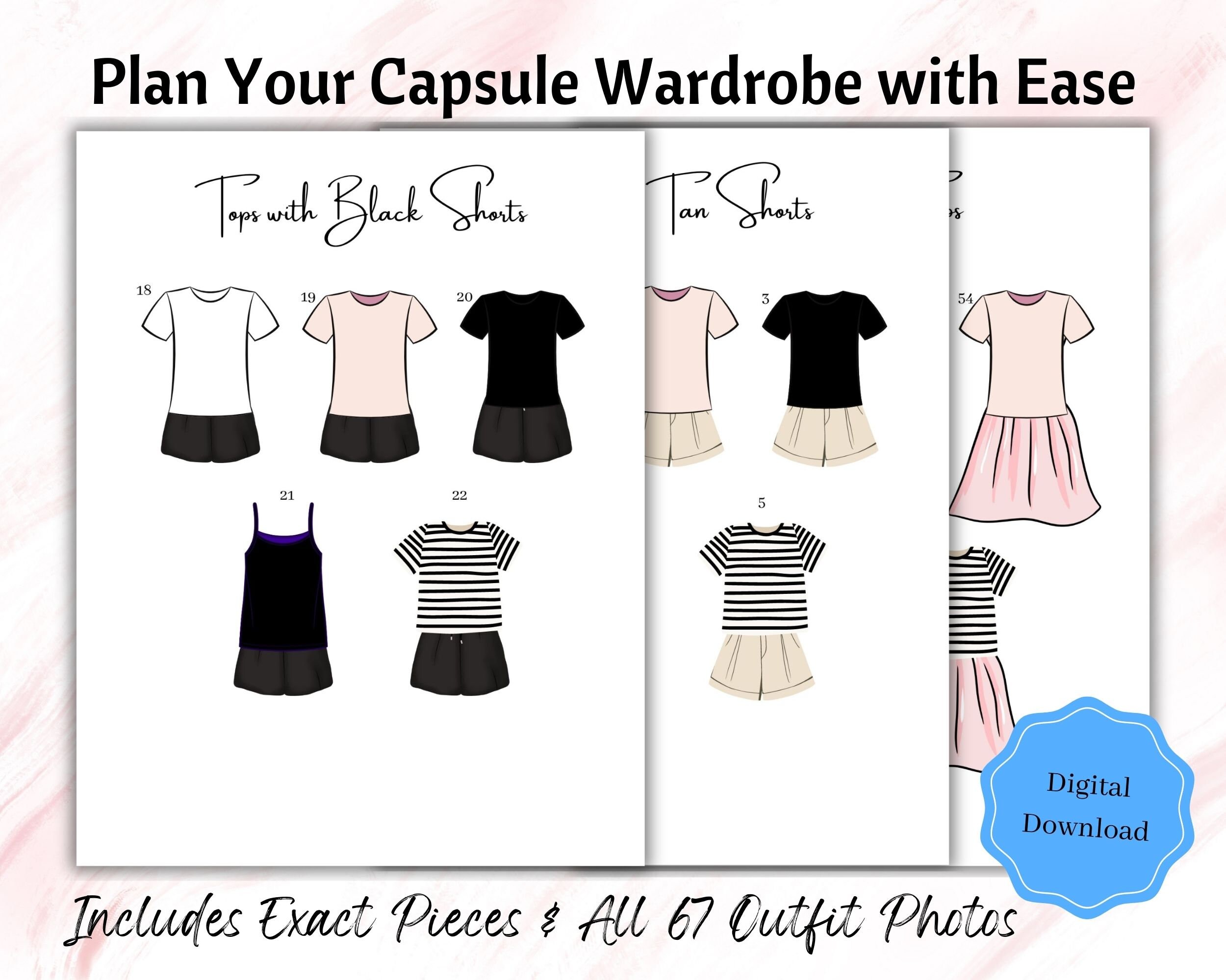 Capsule Wardrobe Planner, 10 Pc, 67 Outfits, Paris Summer, Printable ...