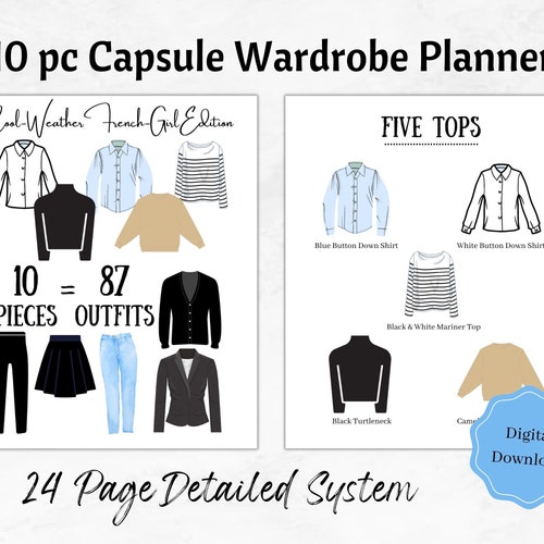 Capsule Wardrobe Planner 10 Pc 47 Outfits Audrey Hepburn - Etsy