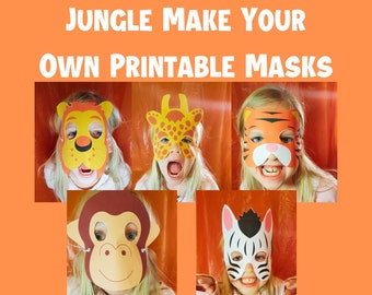 Jungle Animals Printable Masks Monkey Mask Zebra Tiger - Etsy Singapore