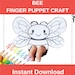Bee Insect Finger Puppet Easy Paper Card Colouring Crafts Printable ...