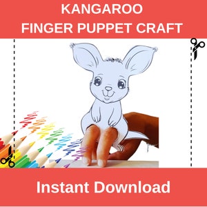 DIY Kangaroo Australia Animals Finger Puppet Easy Card Colouring Crafts ...
