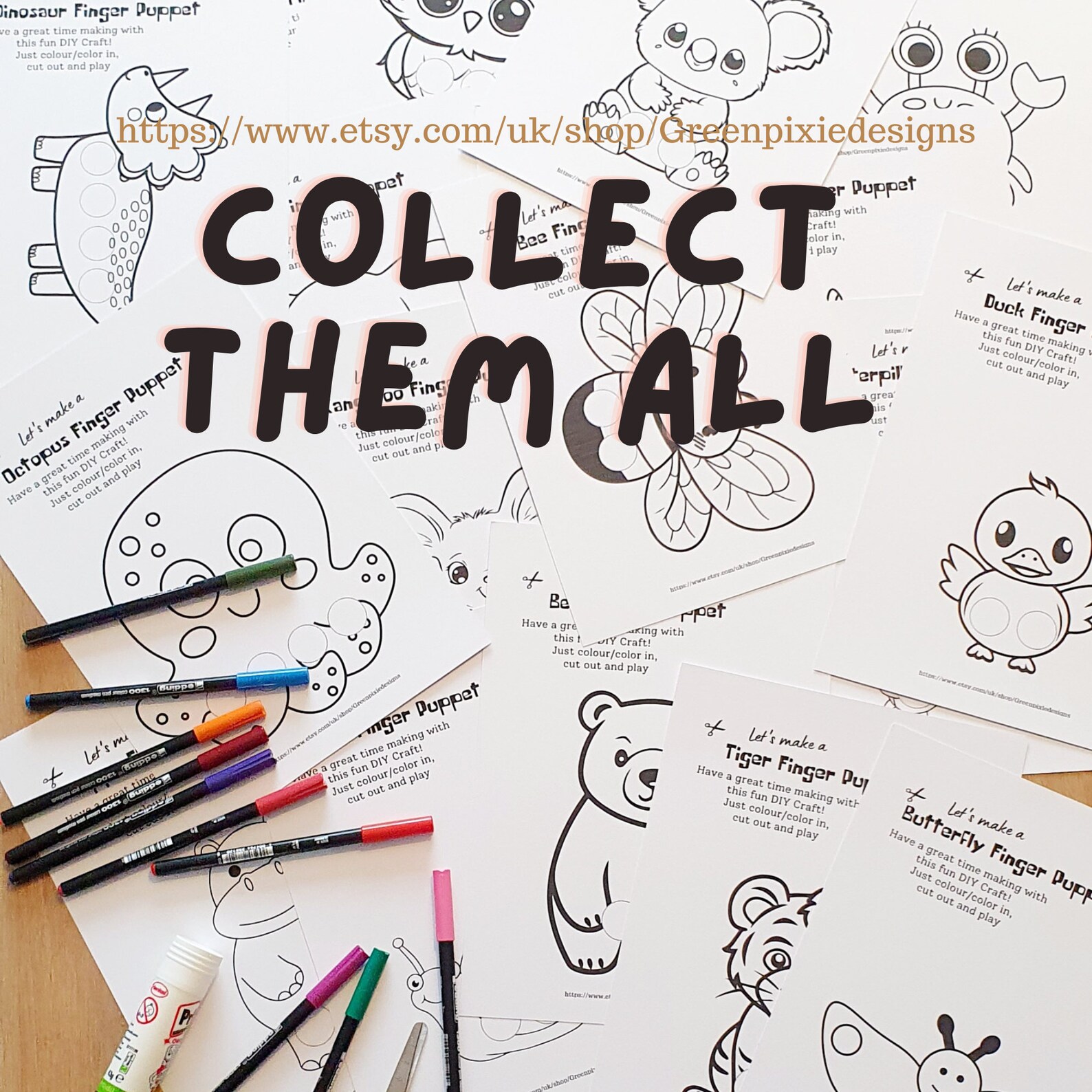 DIY Hippo Safari Jungle Animals Finger Puppet Easy Card Colouring ...