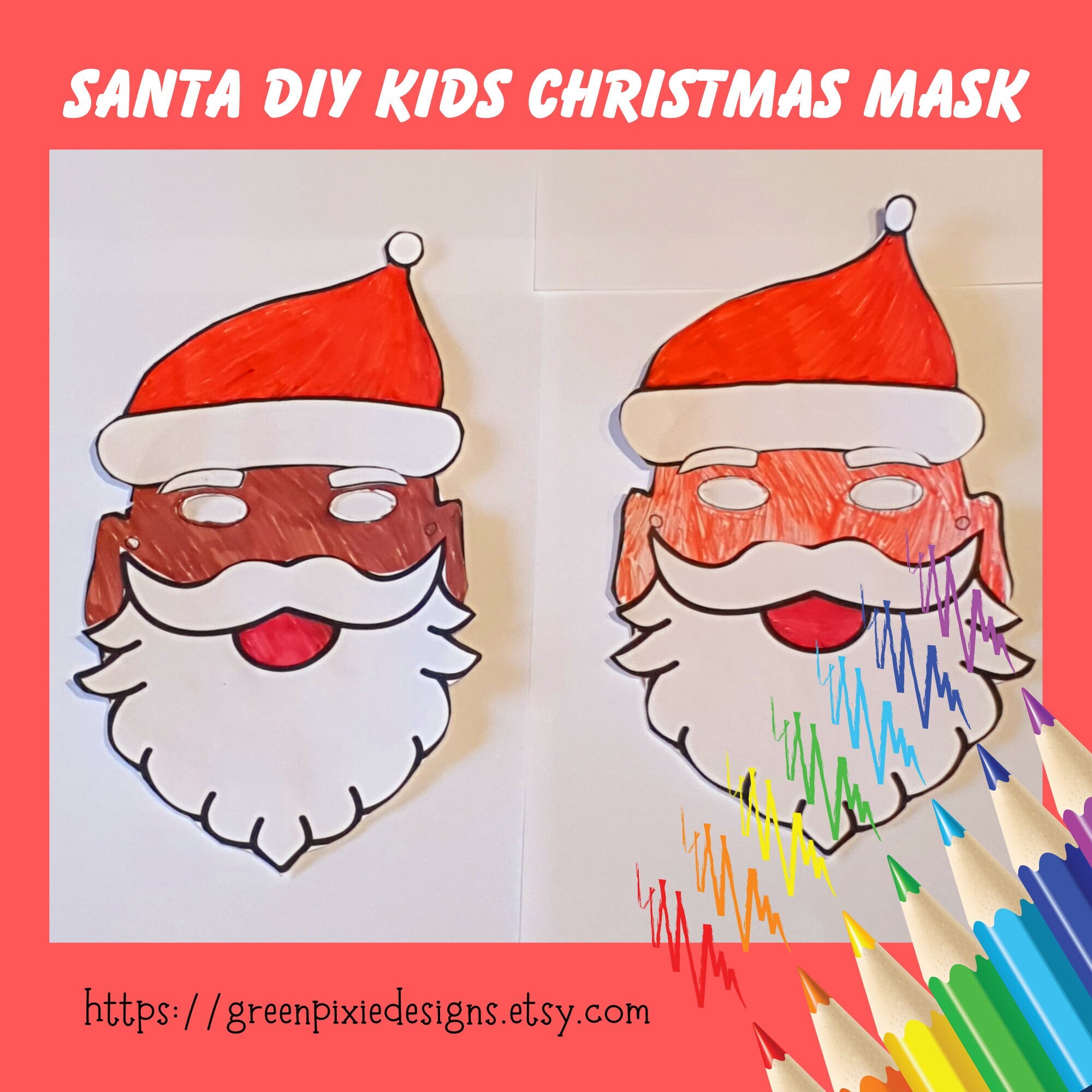 Christmas Santa Claus Father Christmas DIY Kids Colouring - Etsy