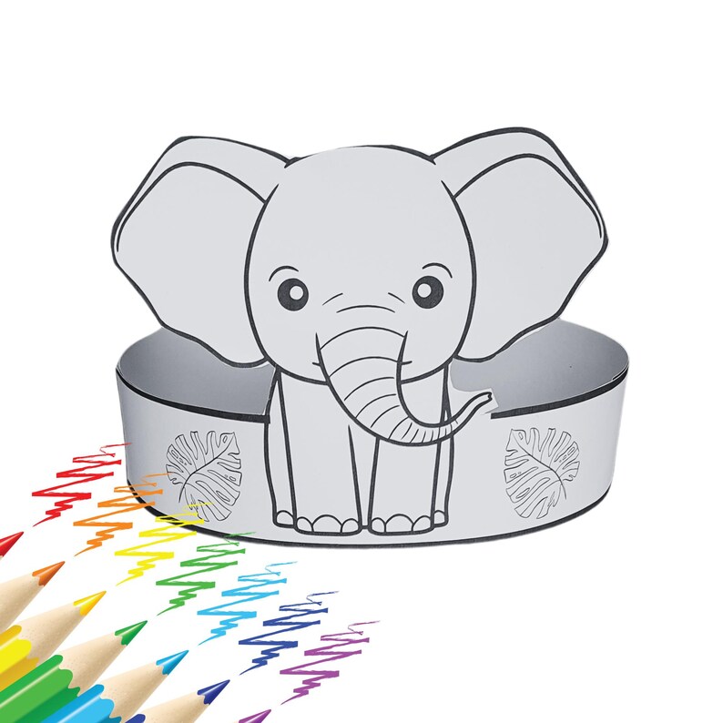 Five Jungle Safari Animals DIY Crown Hats Craft Birthday Party ...