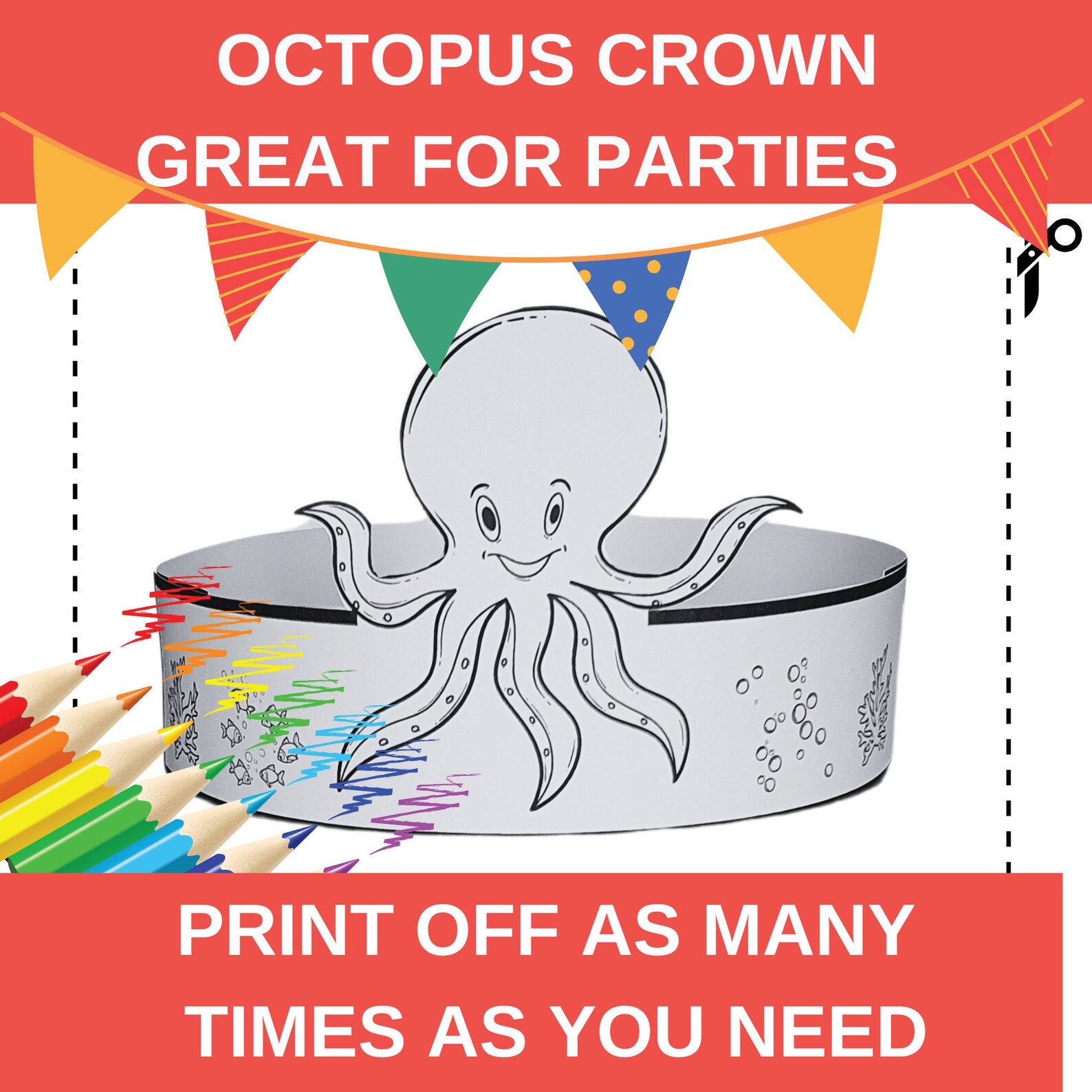 DIY Octopus Sealife Underwater Ocean Creatures Animal Crown Birthday ...