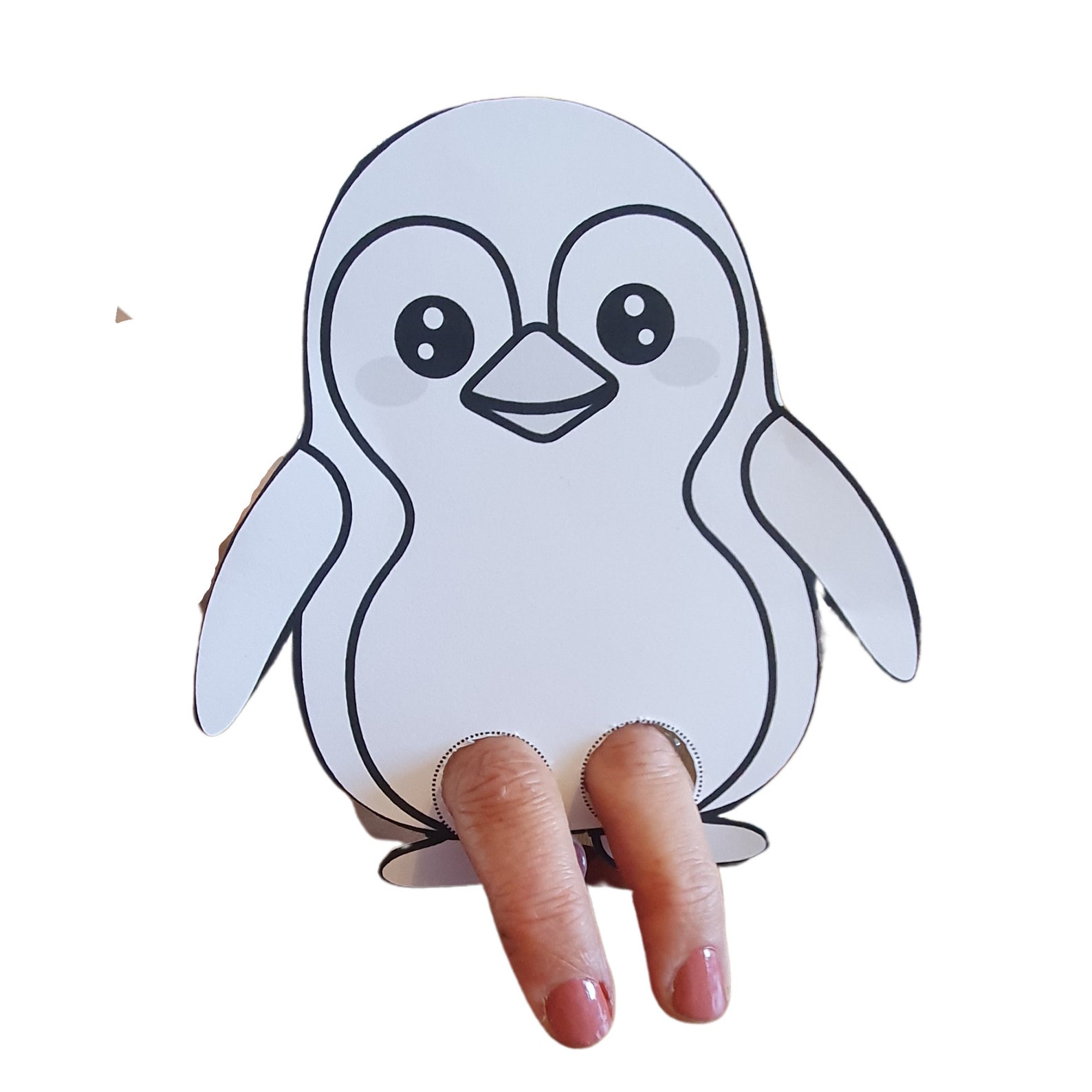Penguin Finger Puppet Easy Paper Card Colouring Coloring Crafts ...