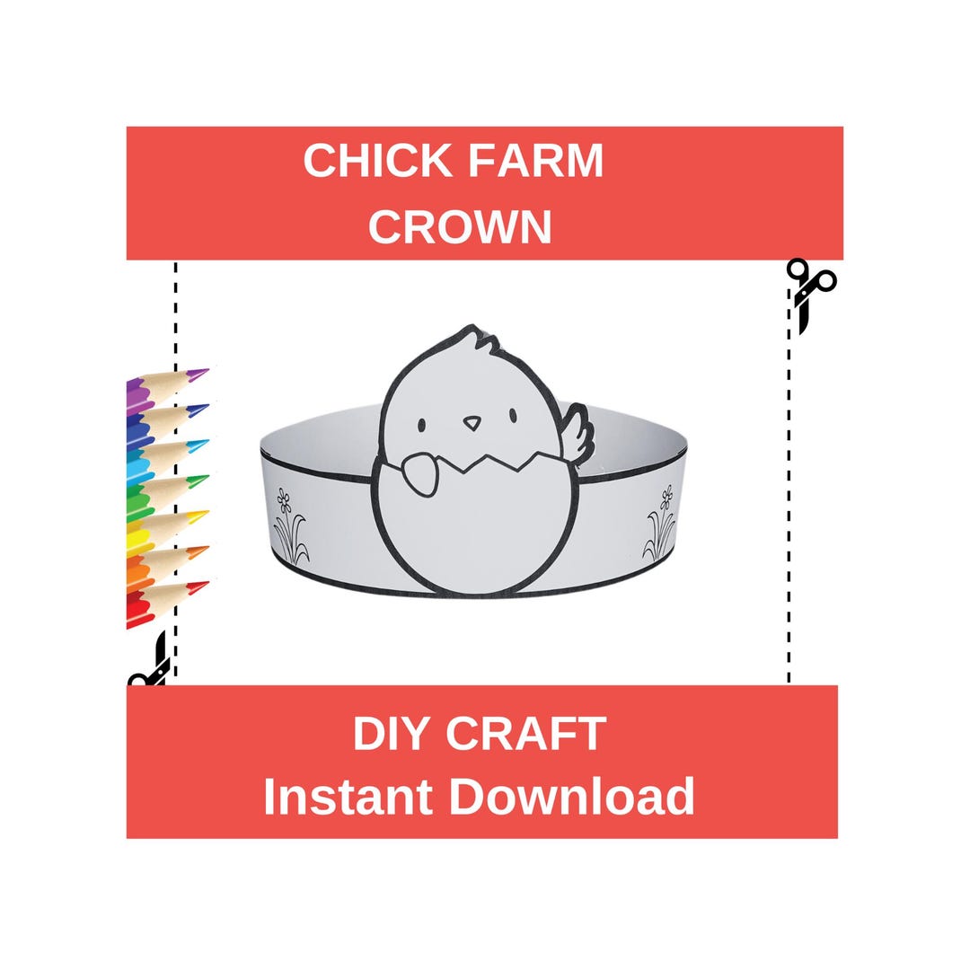 DIY Chick Crown: Farm Animal Coloring Party Hat (PDF Download) - Etsy