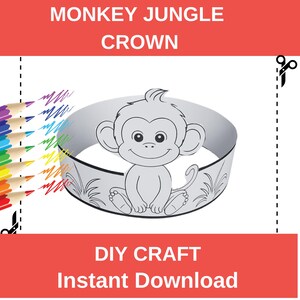 DIY Cute Monkey Jungle Safari Animals Crown Birthday Party Decoration ...