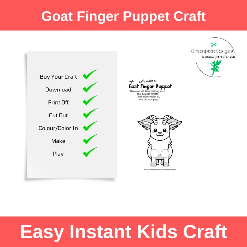 Goat Farm Finger Puppet Easy Paper Card Colouring Coloring Crafts ...