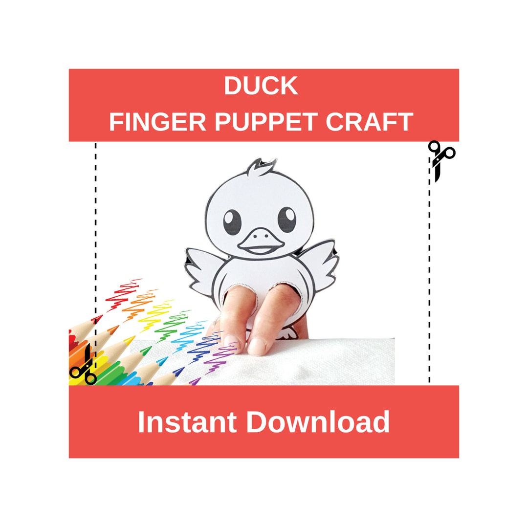 Duck Chick Bird Animals Finger Puppet Easy Card Colouring Crafts ...