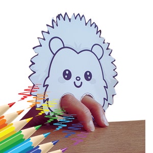 Hedgehog Finger Puppet Easy Paper Card Colouring Coloring Crafts ...