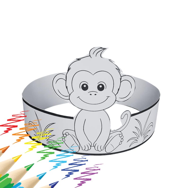 Five Jungle Safari Animals DIY Crown Hats Craft Birthday Party ...