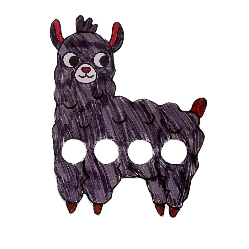 Llama Pet Finger Puppet Easy Paper Card Colouring Crafts Printable Kids ...