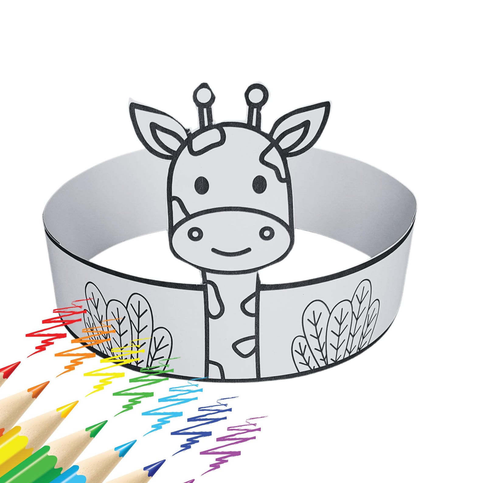 Five Jungle Safari Animals DIY Crown Hats Craft Birthday Party ...