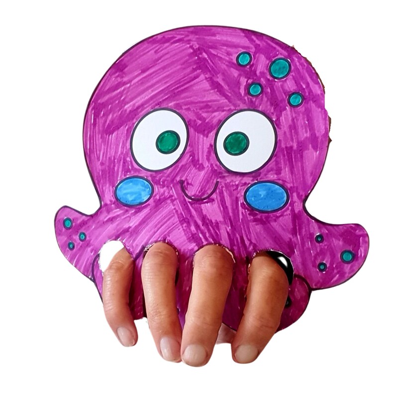 Sea Life Finger Puppet Set: Crab & Octopus Colouring Craft (PDF) - Etsy