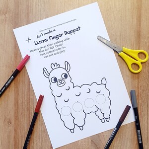Llama Pet Finger Puppet Easy Paper Card Colouring Crafts Printable Kids ...