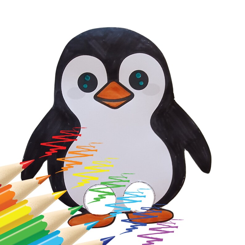 Penguin Finger Puppet Easy Paper Card Colouring Coloring Crafts ...