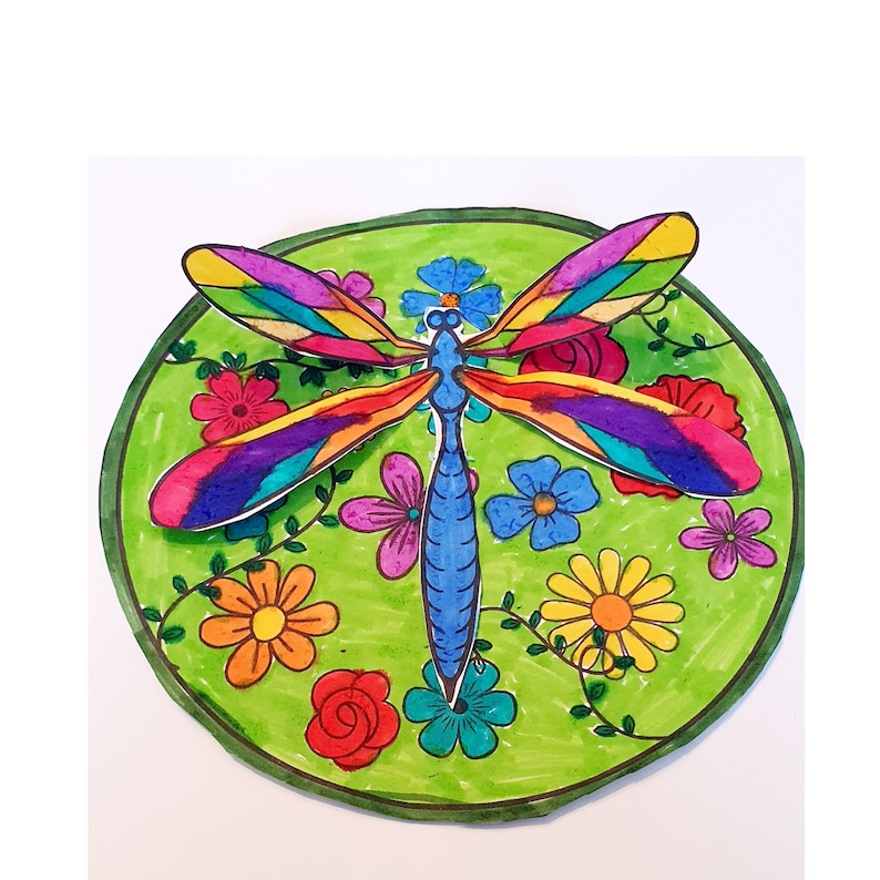 Dragonfly Craft 3D Colouring/coloring Printable Four Templates, Art ...