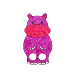 DIY Hippo Safari Jungle Animals Finger Puppet Easy Card Colouring ...