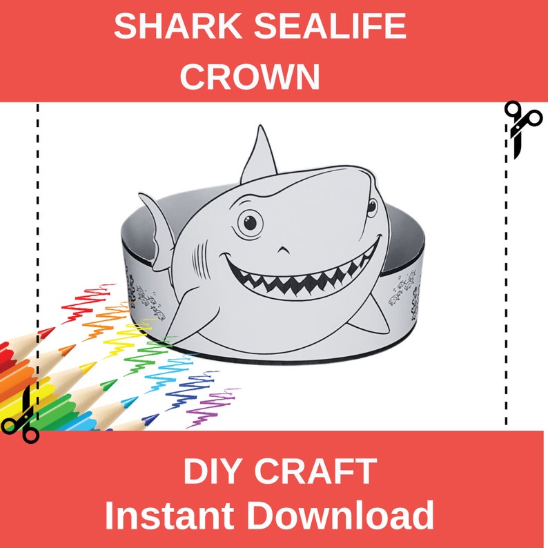 DIY Shark Sealife Underwater Ocean Creatures Crown Birthday Party ...