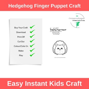 Hedgehog Finger Puppet Easy Paper Card Colouring Coloring Crafts ...