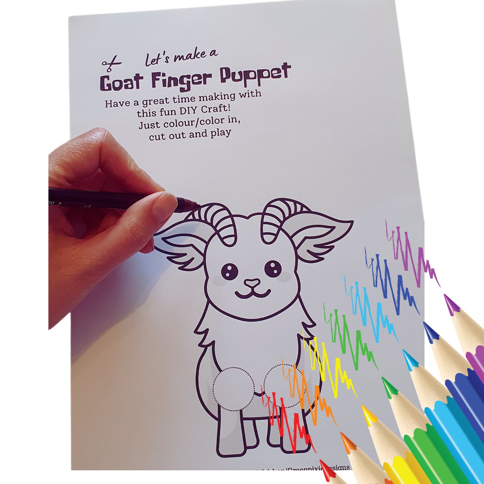 Goat Finger Puppet Craft: Printable Paper Toy (PDF Download) - Etsy
