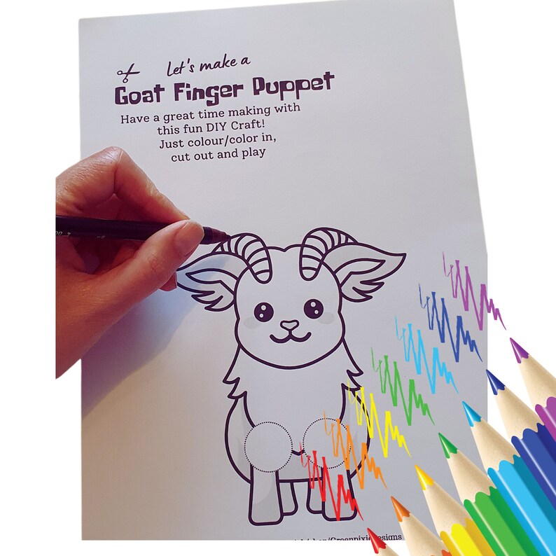 Goat Farm Finger Puppet Easy Paper Card Colouring Coloring Crafts ...