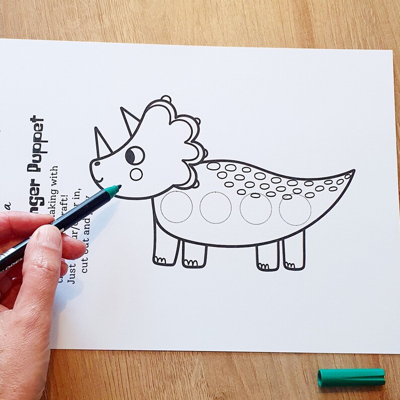 Dinosaur Finger Puppet Easy Paper Card Colouring Coloring Crafts ...