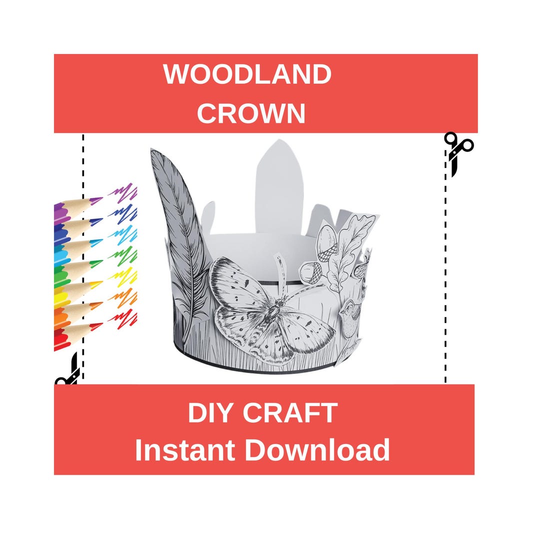 DIY Woodland Forest Crown Birthday Party Decoration Costume Colouring ...