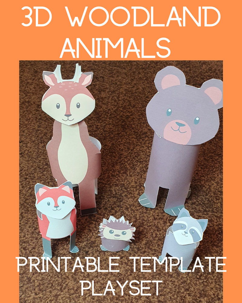3D Woodland Animals Playset With Trees Printable Templates , Paper Card ...