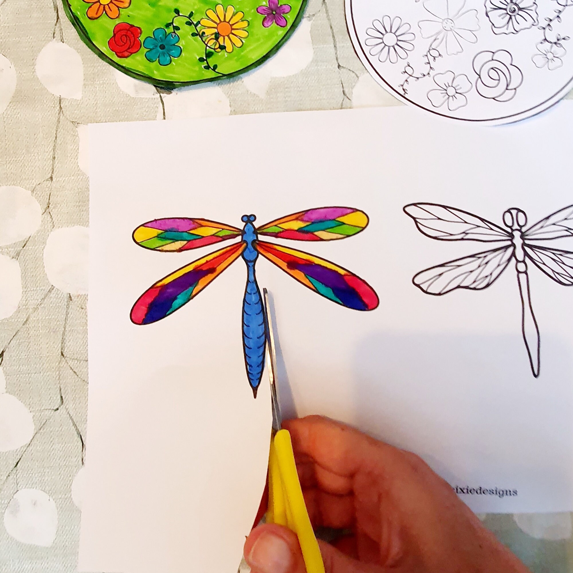 Dragonfly Craft 3D Colouring/coloring Printable Four Templates, Art ...