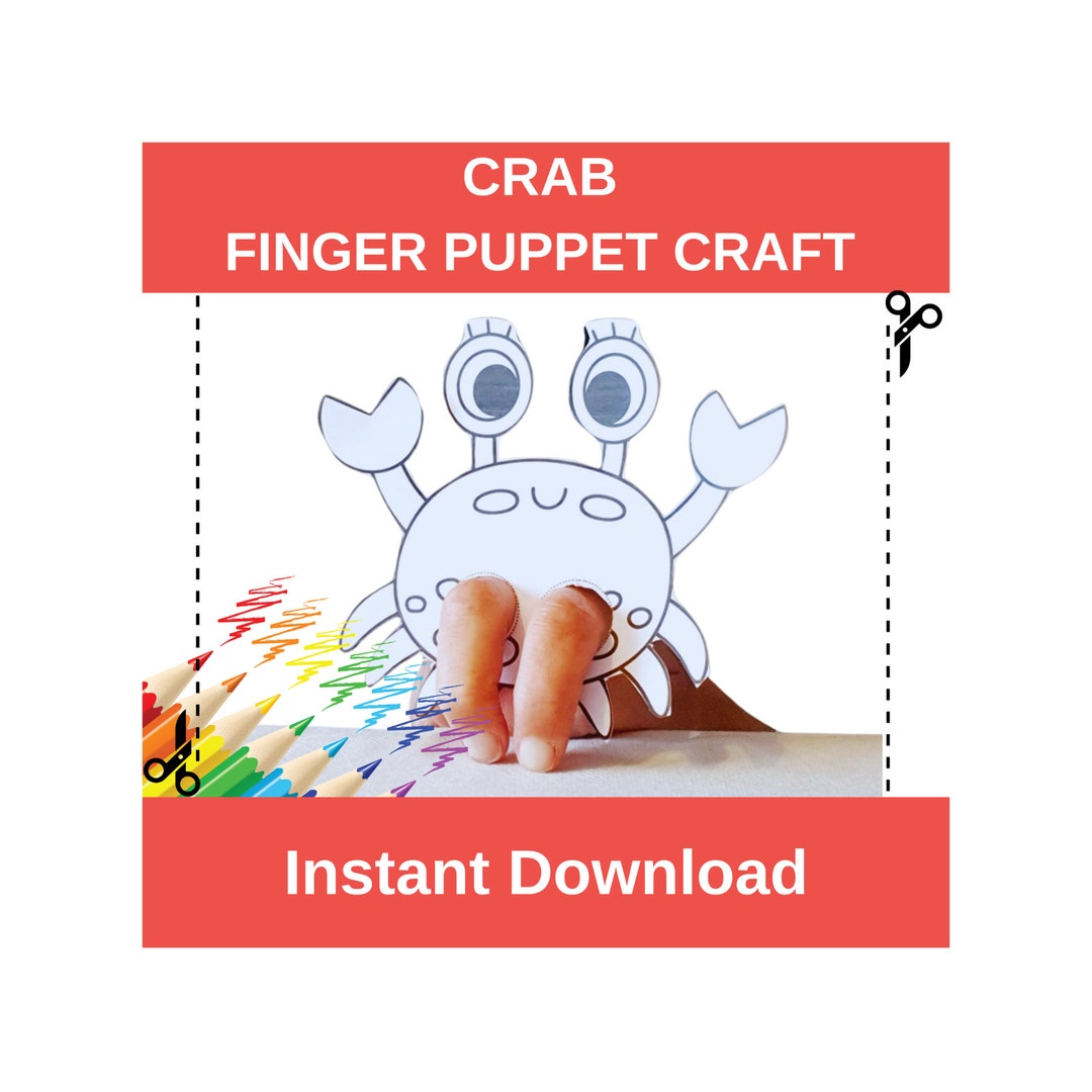 Crab Finger Puppet: Printable Colouring Craft, Kids DIY Toy (PDF) - Etsy UK