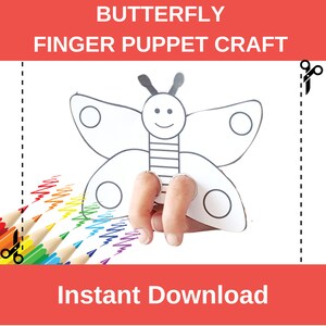 Butterfly Insect Finger Puppet Easy Paper Card Colouring Crafts ...