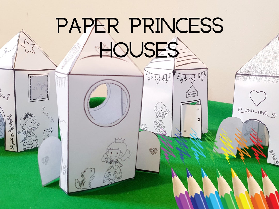 Princess Houses 3D Colouring/coloring Printable Templates - Etsy UK