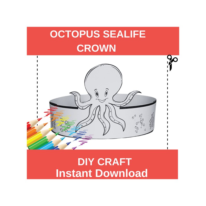 DIY Octopus Sealife Underwater Ocean Creatures Animal Crown Birthday ...