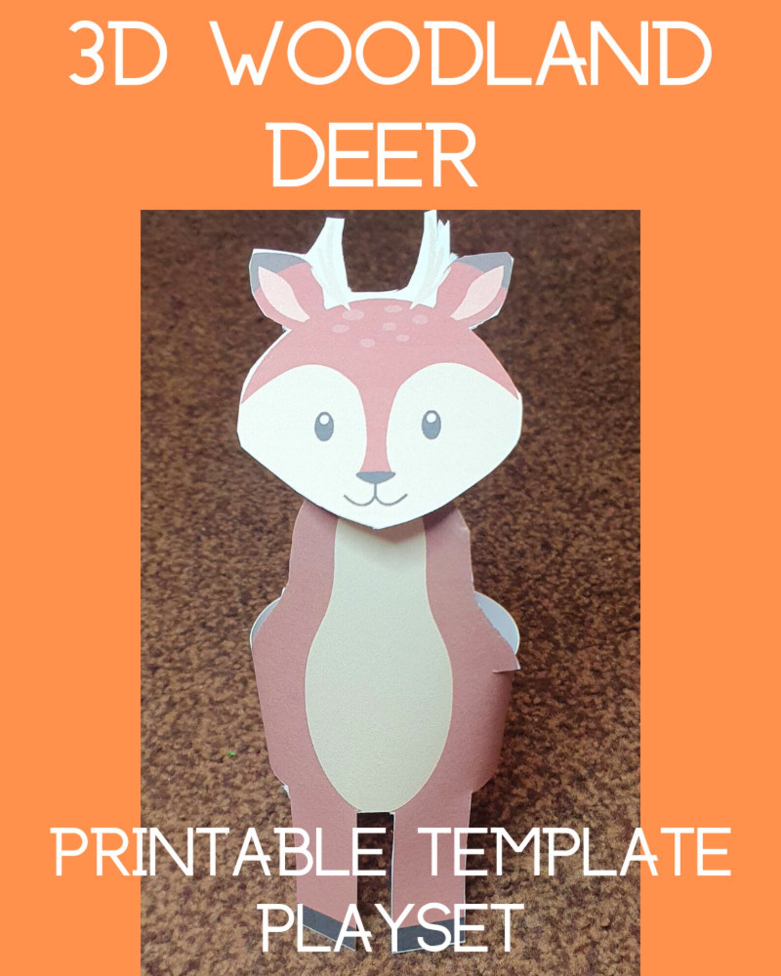 3D Woodland Animals Playset With Trees Printable Templates , Paper Card ...