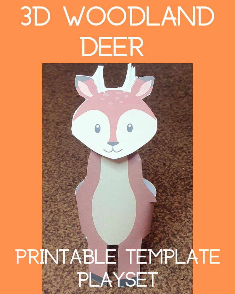3D Woodland Animals Playset With Trees Printable Templates , Paper Card ...